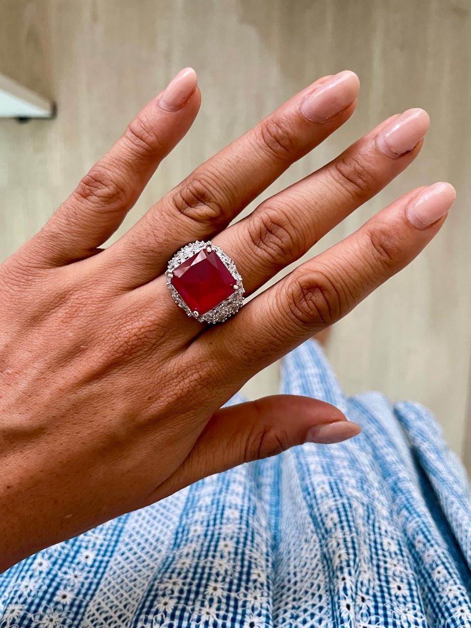 Cuboid Ruby Dimonte Ring – PRERTO E-COMMERCE PRIVATE LIMITED