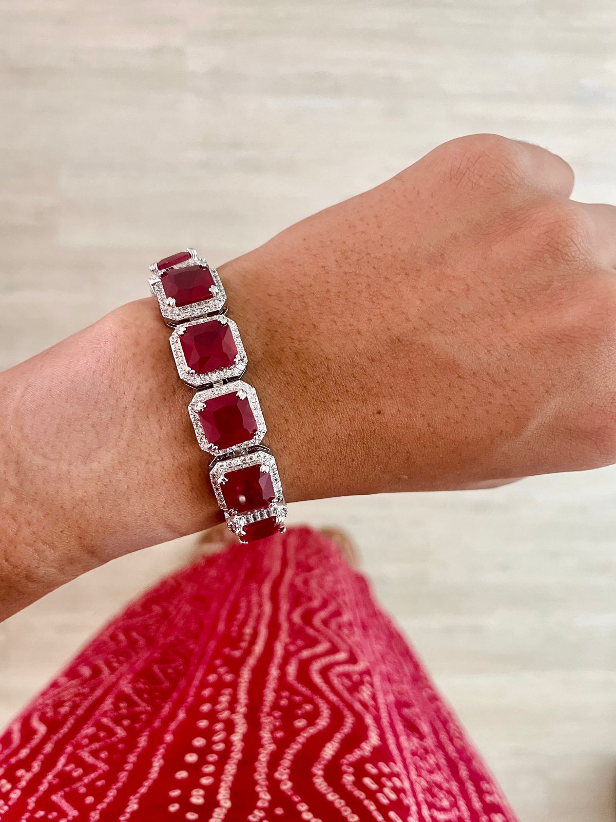 Ruby Cuboid Tennis Bracelet – PRERTO E-COMMERCE PRIVATE LIMITED