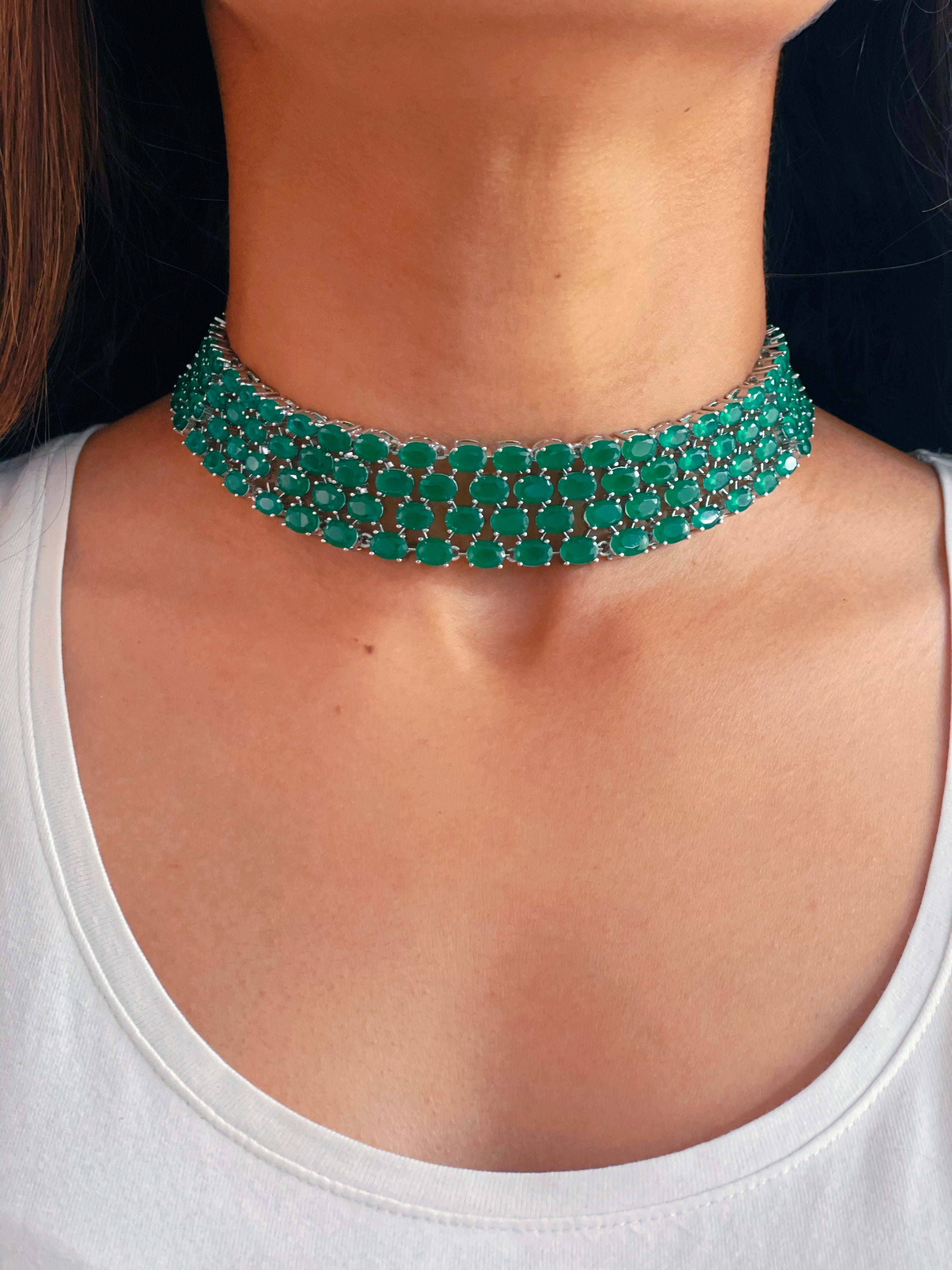 Kate Emerald Set (Includes Earrings & Choker) – PRERTO E-COMMERCE PRIVATE LIMITED